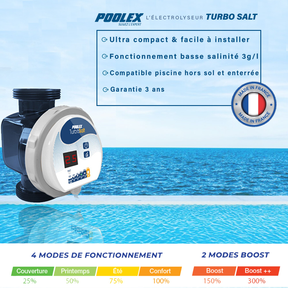 Poolex - Electrolyseur Turbo Salt bassin jusqu'à 20 m³ | Piscine Center